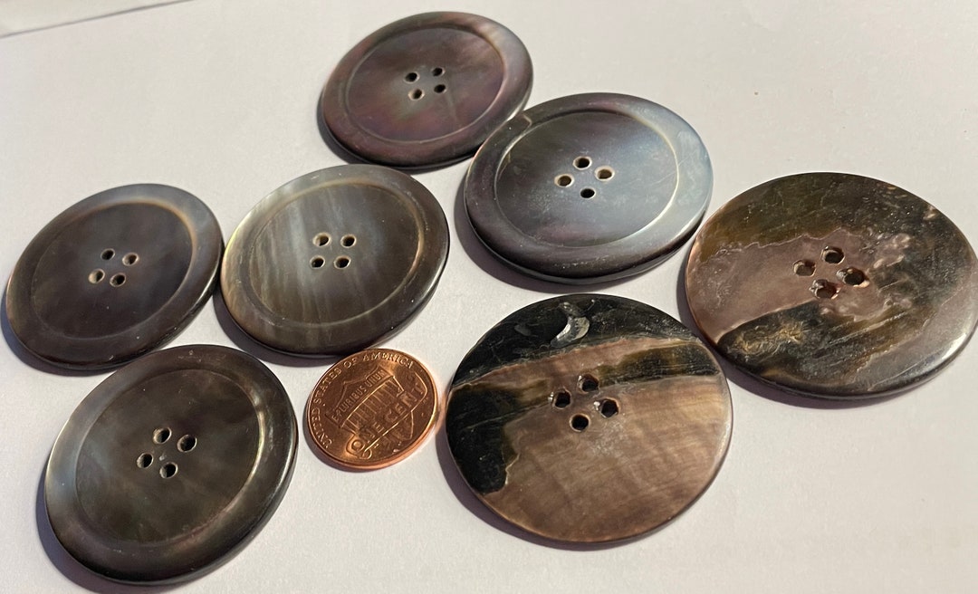 Set of 7 Vintage Large Fabulous Iridescent Rimmed Abalone MOP Natural ...