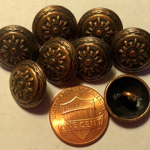 Lot of 8 Domed Antiqued Copper Tone Metal Shank Buttons Almost - Etsy