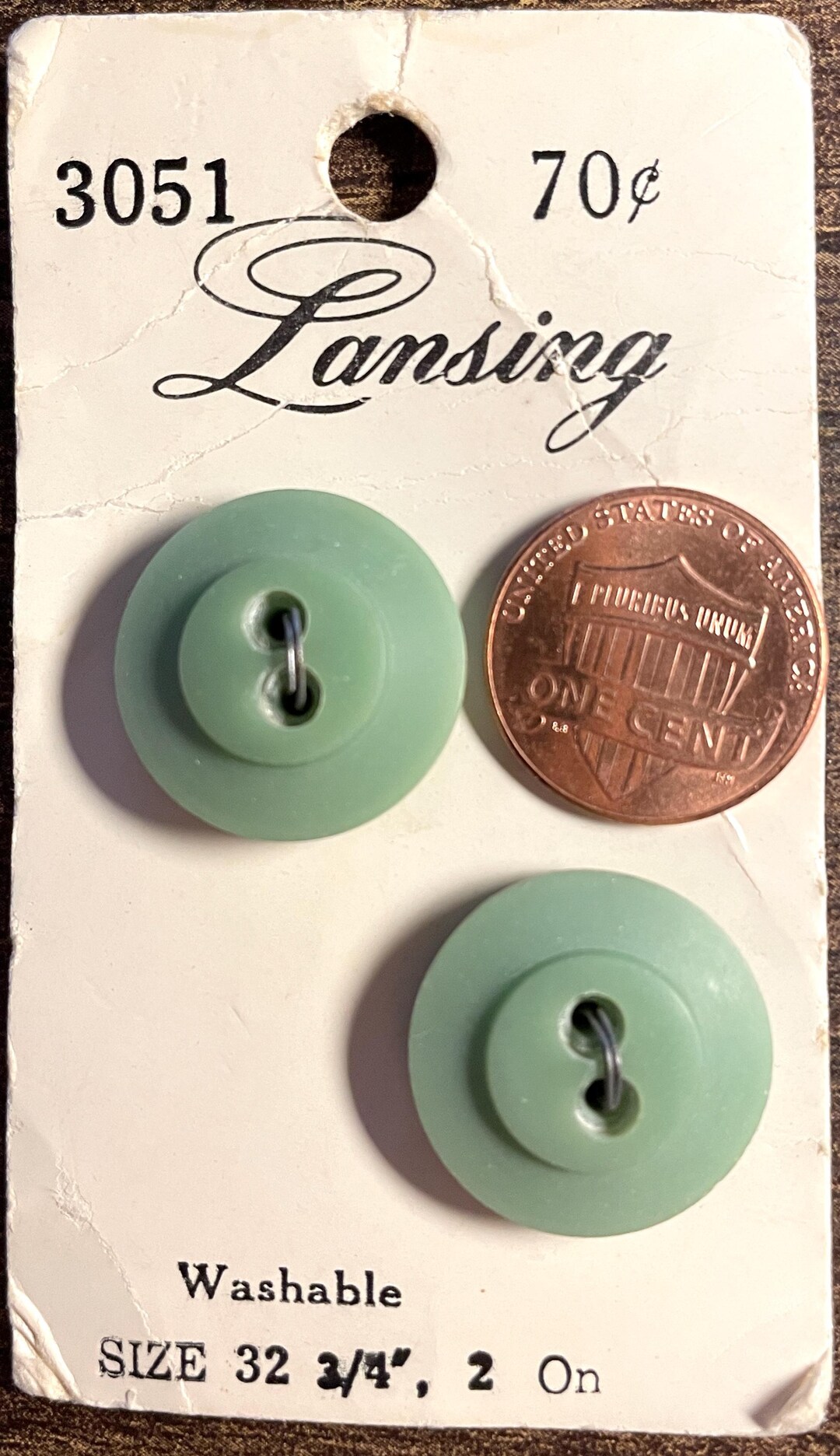 Set of 2 Vintage NOS on Card Dull Matte Edge Glossy Pearlized Center ...