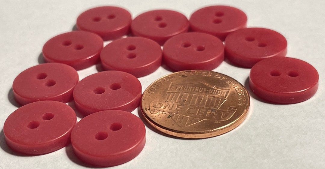 Set of 12 Vintage Matte Dull Muted Raspberry Red 2-hole Sew-through ...