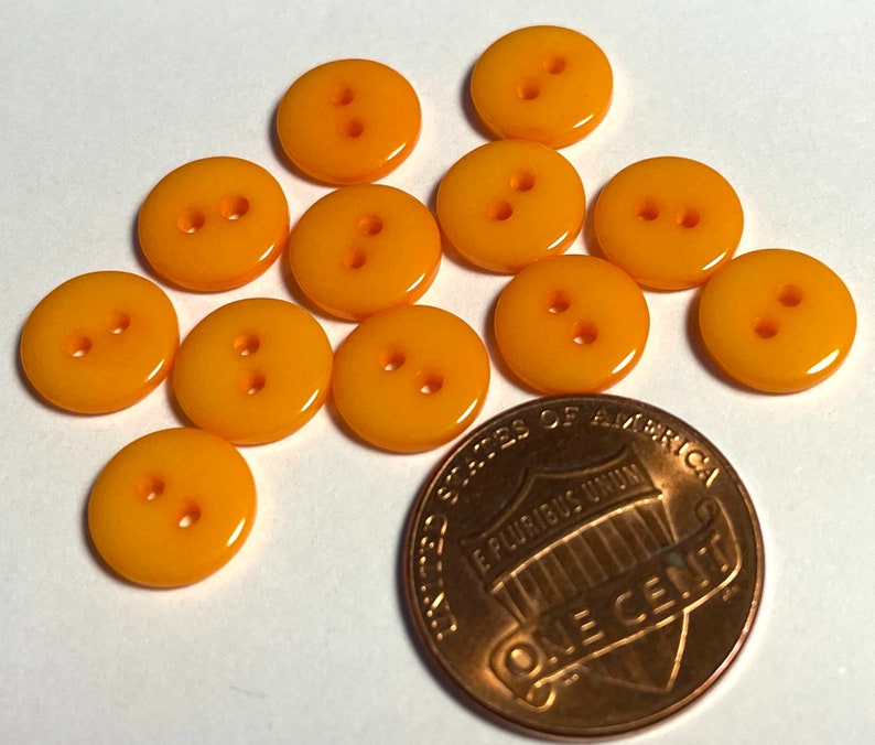 Lot of 12 Very Small TINY Glossy Light Orange 2-hole Sew-through ...
