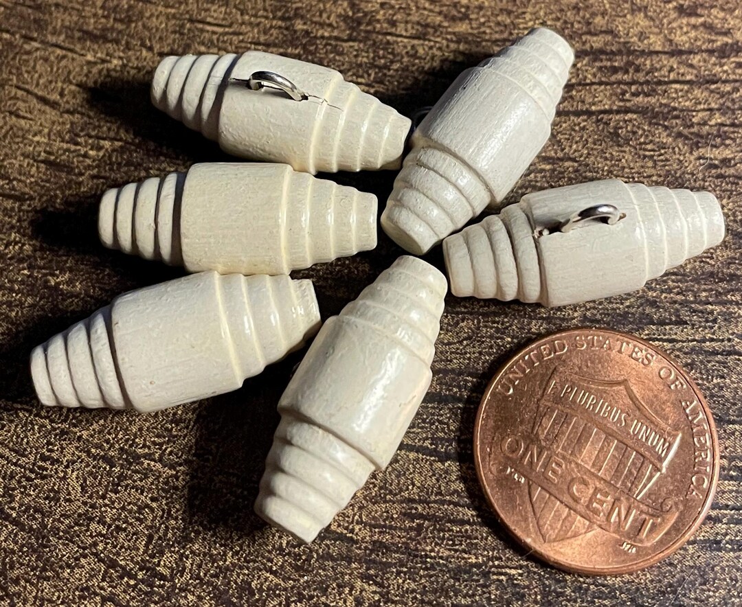 Set of 6 Painted Pale Beige Wood Wooden Shank Toggle Buttons 22.5mm 7/8 ...
