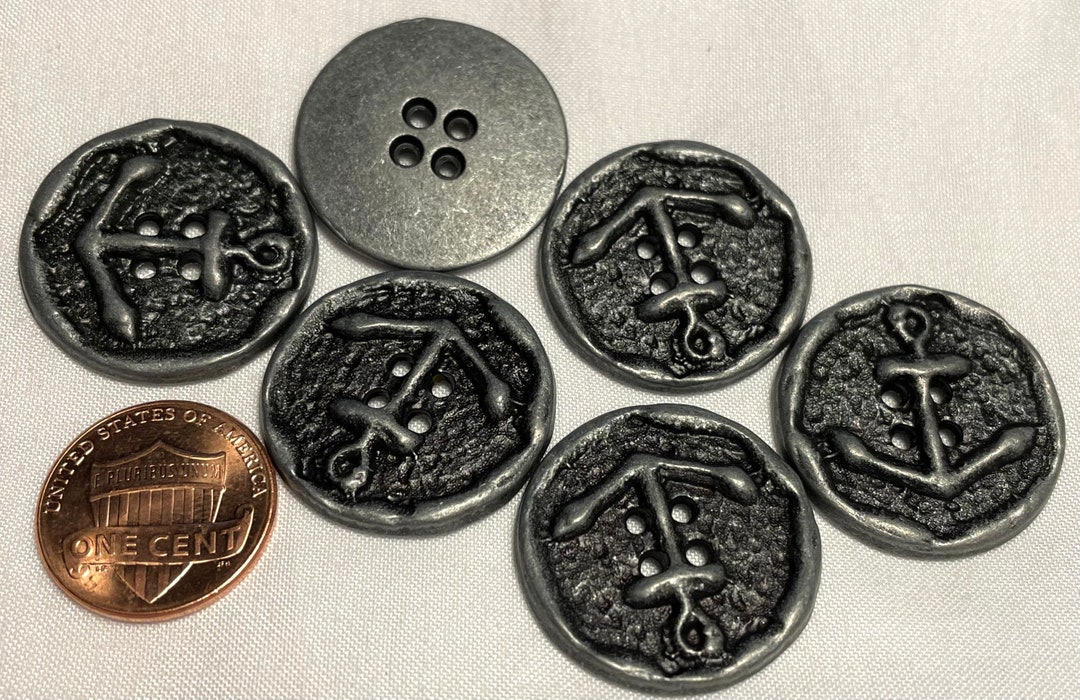 Lot of 6 Large Heavy Ancient Primitive Look Gun Metal Tone Metal Sew ...