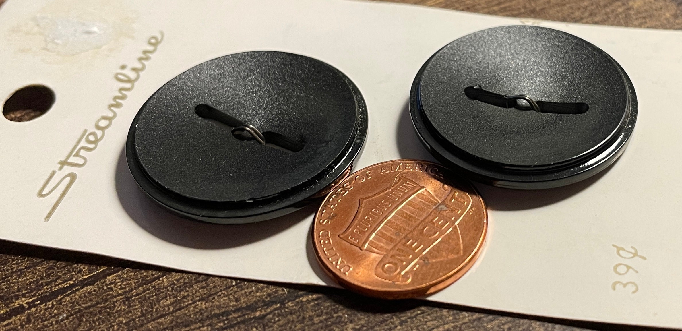 Set of TWO Vintage Streamline Large Slightly Concave Black Plastic 2 ...