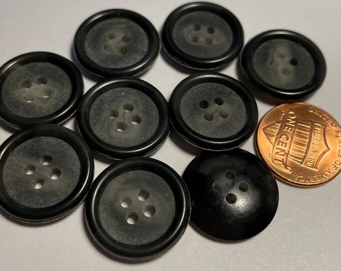 9 Vintage Rimmed Variegated Black Gray 4-hole Sew-through Plastic ...