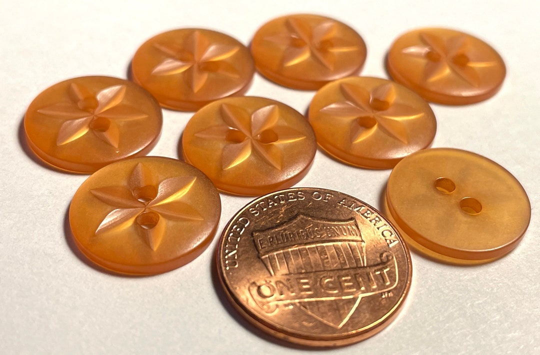 Set of 8 Vintage Carved Pearlized Muted Burnt Orange 2-hole Sew-through ...