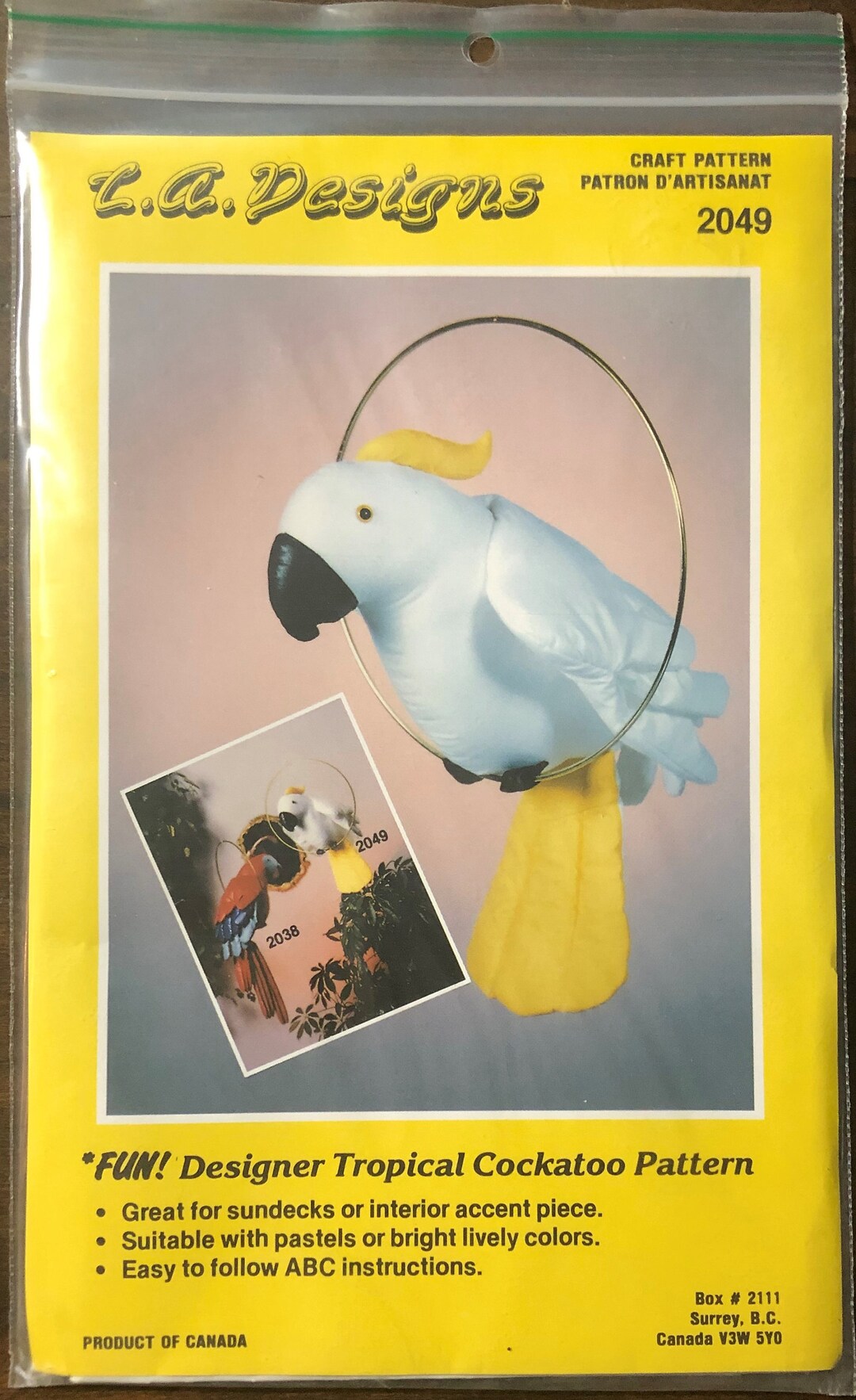 Designer Tropical Cockatoo Stuffed Cloth Animal Bird Toy Cloth PATTERN ...