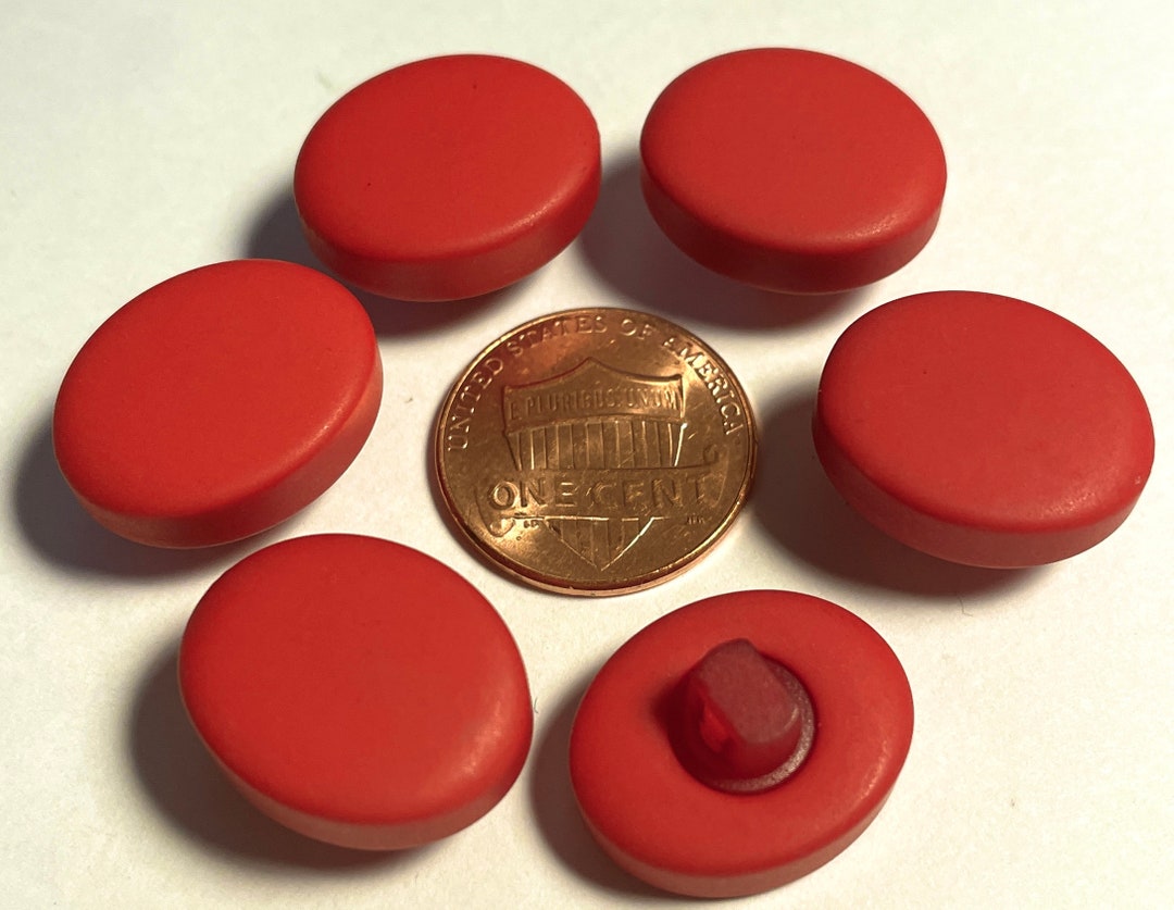 Set of 6 Vintage Oval Thick Matte Red Plastic Shank Buttons 19mm 3/4 ...