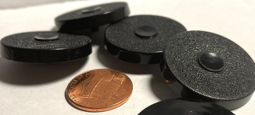 5 Large Vintage Flat Top Black Plastic Shank Buttons 1 1/8 28mm 13410 ...