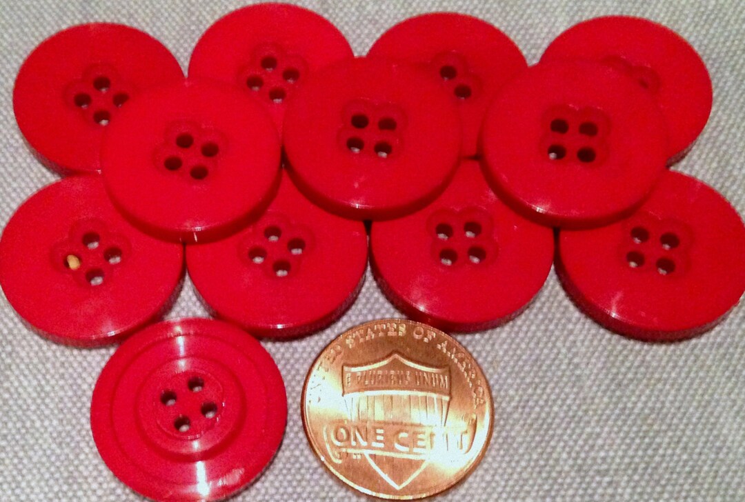 12 Shiny Bright Red Plastic Sew-through Buttons 3/4" 19mm # 7555 - Etsy