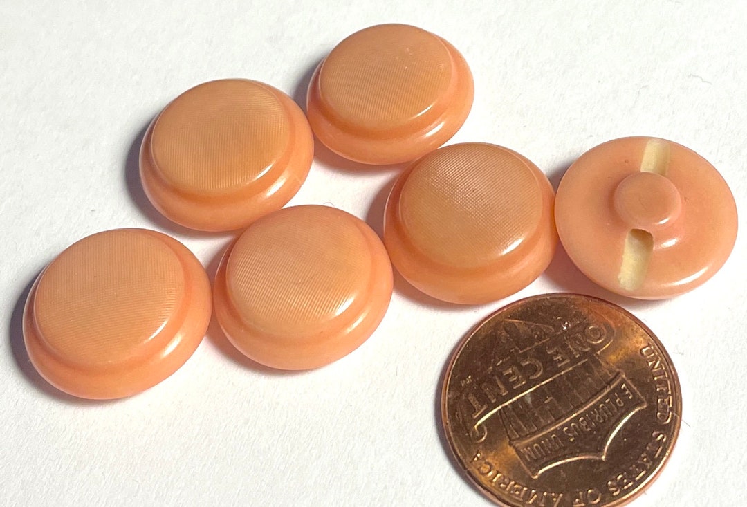 Set of 6 Vintage NOS Slightly Domed Muted Melon Pink Subtle Texture ...