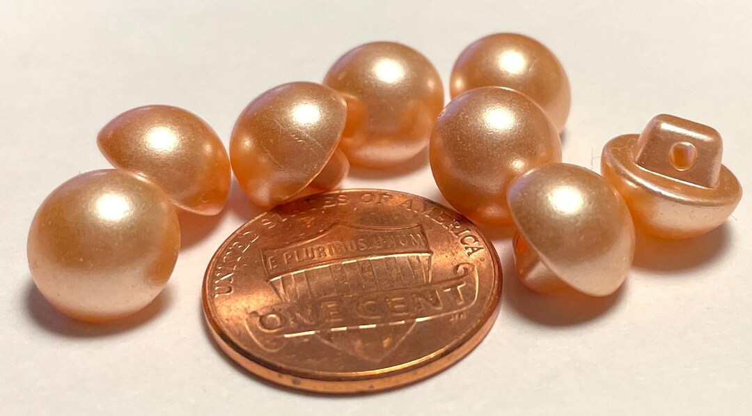 Lot of 8 Small Domed Pearl Pearly Finish Peach Pink Shank Plastic ...