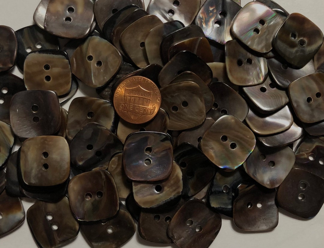 6 Pc Only! Set of 6 Square Curved Thick Brown Natural Mussel Shell MOP ...