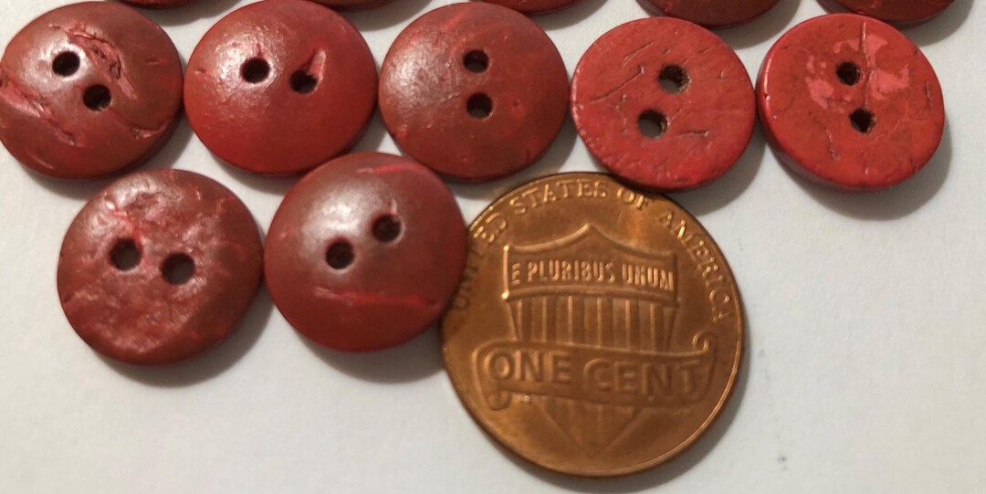8 Red Coconut Shell Buttons Sew-through 2-hole 12.7mm 1/2" 11218 - Etsy