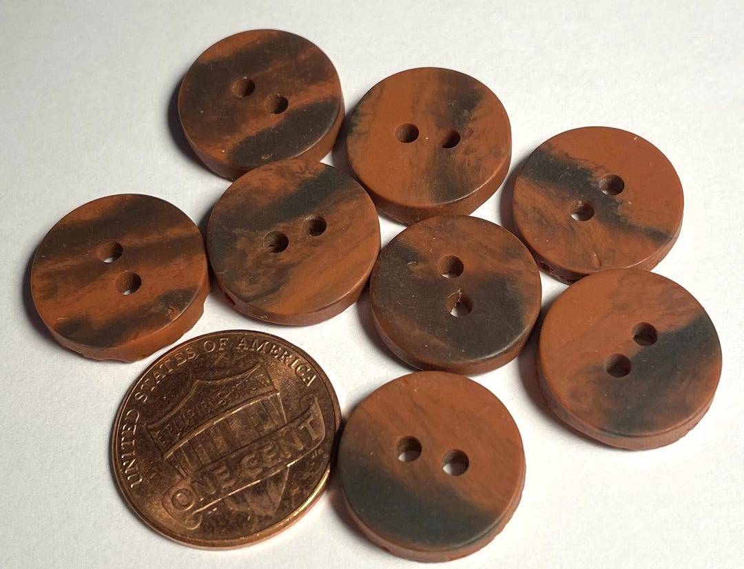 Set of 8 Vintage NOS JHB 2-sided Matte Dull Rust Brown & Black Plastic ...