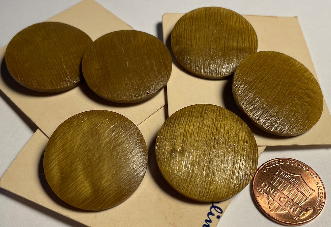 Set of 6 Fabulous Vintage Large Gold Mustard Yellow Shank Plastic ...