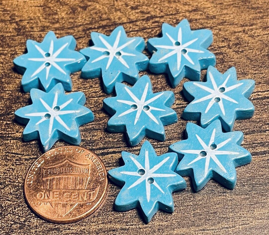 Set of 8 Vintage NOS JHB Thick Matte Dull Blue & White Resin Sew ...