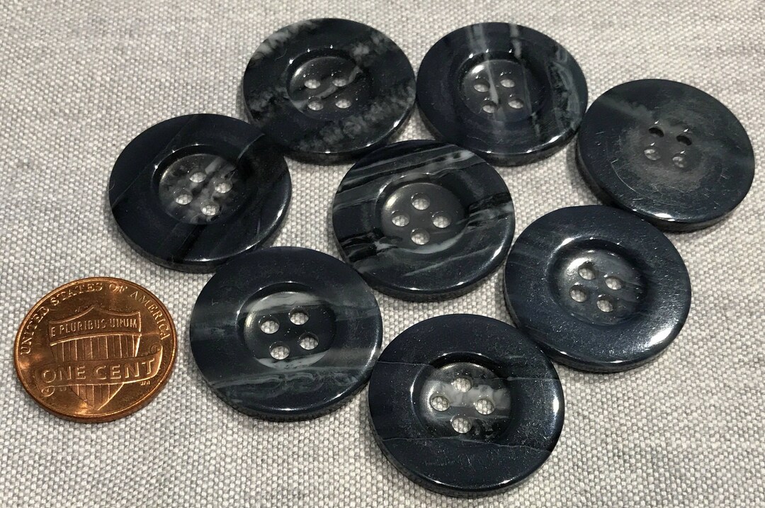 8 Shiny Marbled Variegated Muted Dark Blue Gray Plastic Buttons 7/8 ...