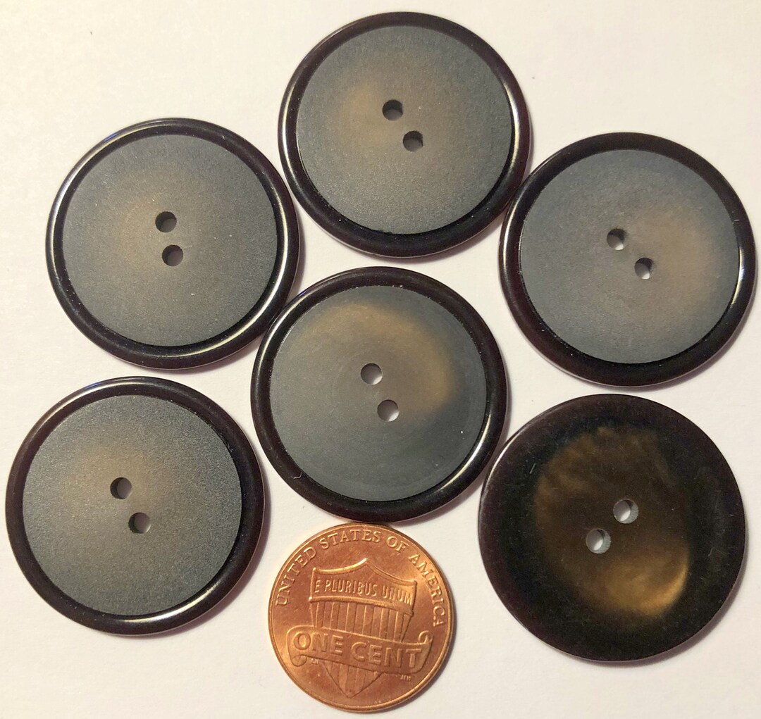 6 Large Glossy Rim Matte Center Brown Plastic Sew-through 2-hole Coat ...