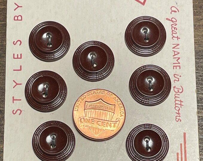 Set of 7 Vintage Lansing Brand Glossy Brown Plastic 2-hole Sew-through ...