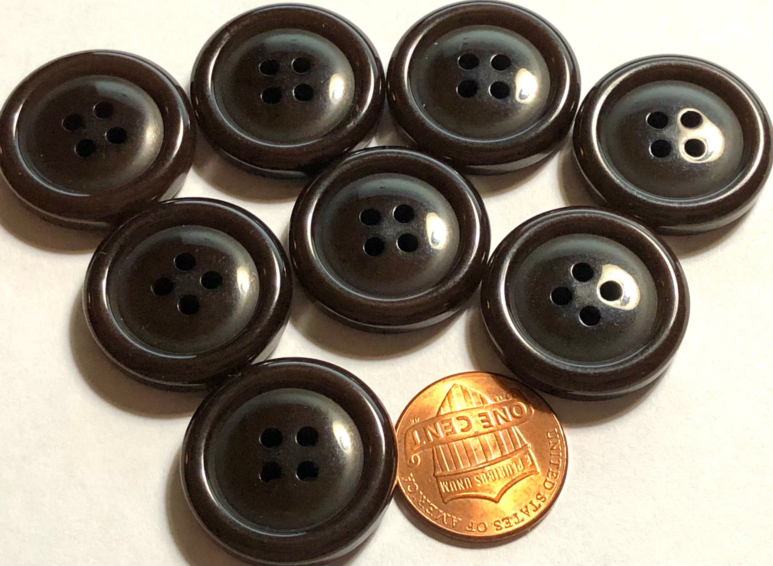 Set of 3 Vintage Large Thick Sturdy Glossy VERY DARK Brown Plastic Sew ...