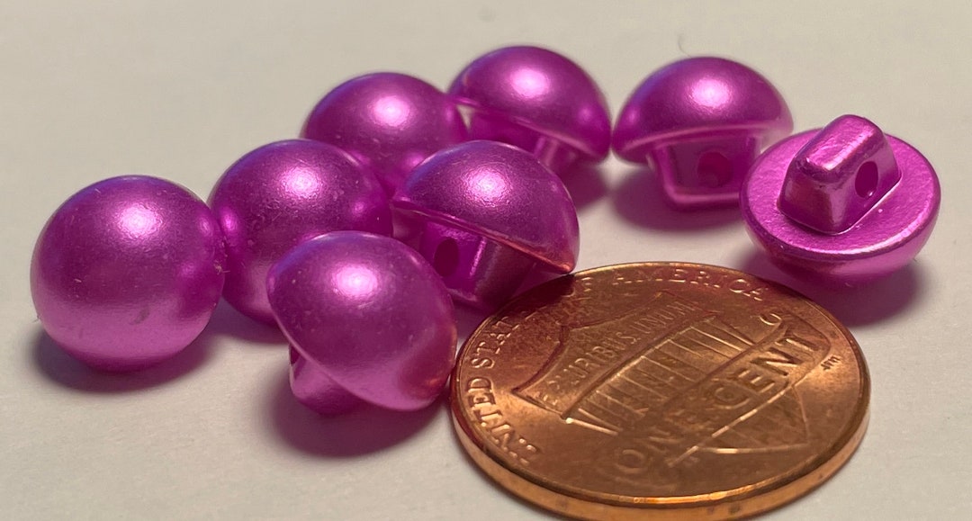Lot of 8 Small Domed Pearl Pearly Finish Fuchsia Pink Shank Plastic ...