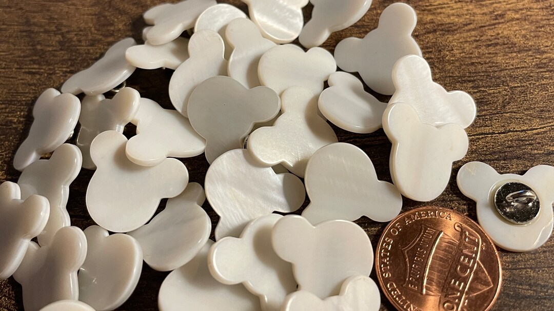 6 Pc Only! Mickey Mouse Ears Shape Vintage Creamy White Mother of Pearl ...
