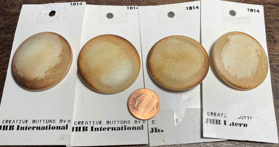 Set of 4 Vintage Large Matte Light Brown & Beige Plastic Shank Buttons ...