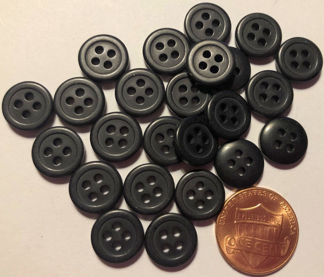 24 Small Black Plastic Sew-through Buttons 7/16" 11mm 10285 - Etsy