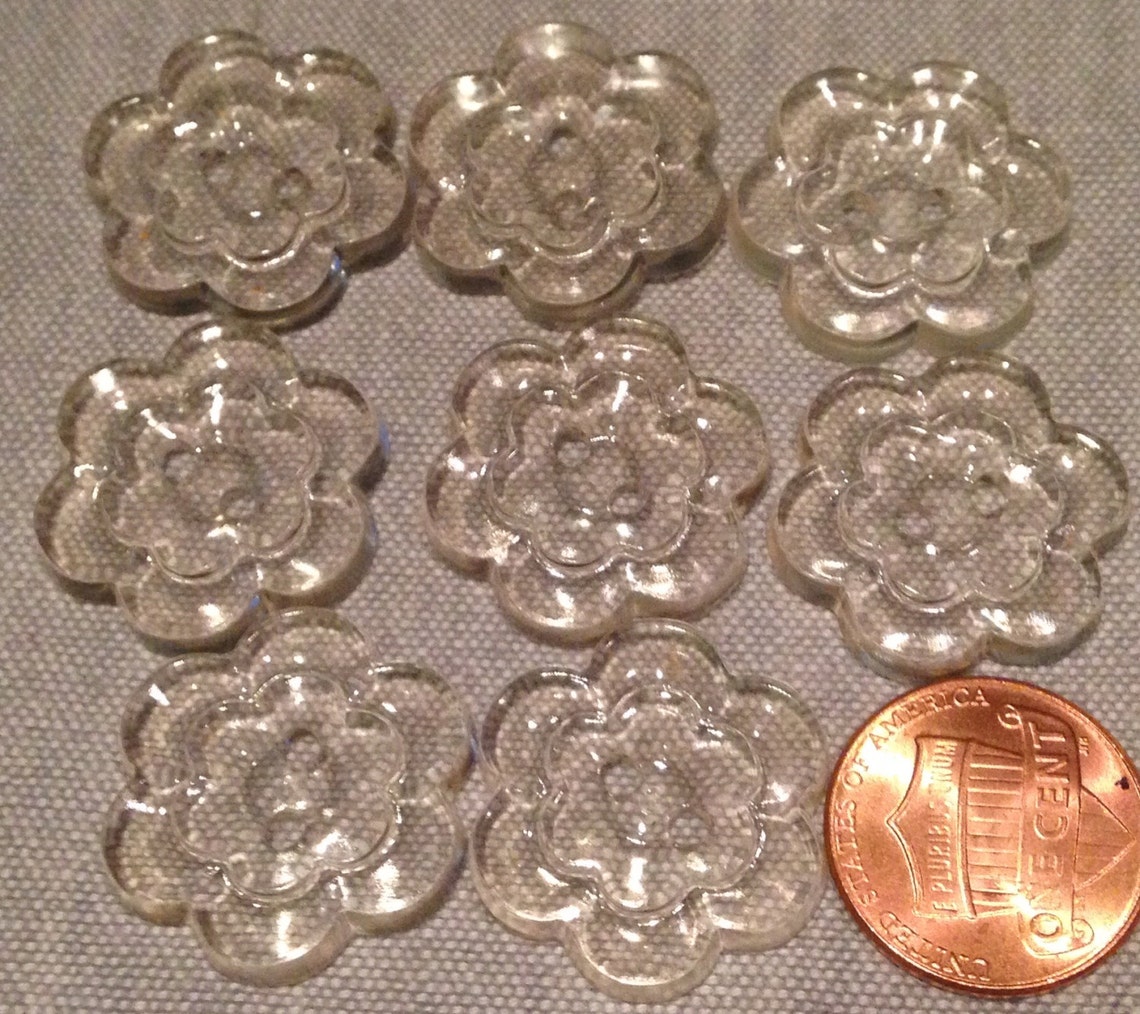 Lot of 8 Clear Translucent Floral Flower Plastic Sew-through - Etsy