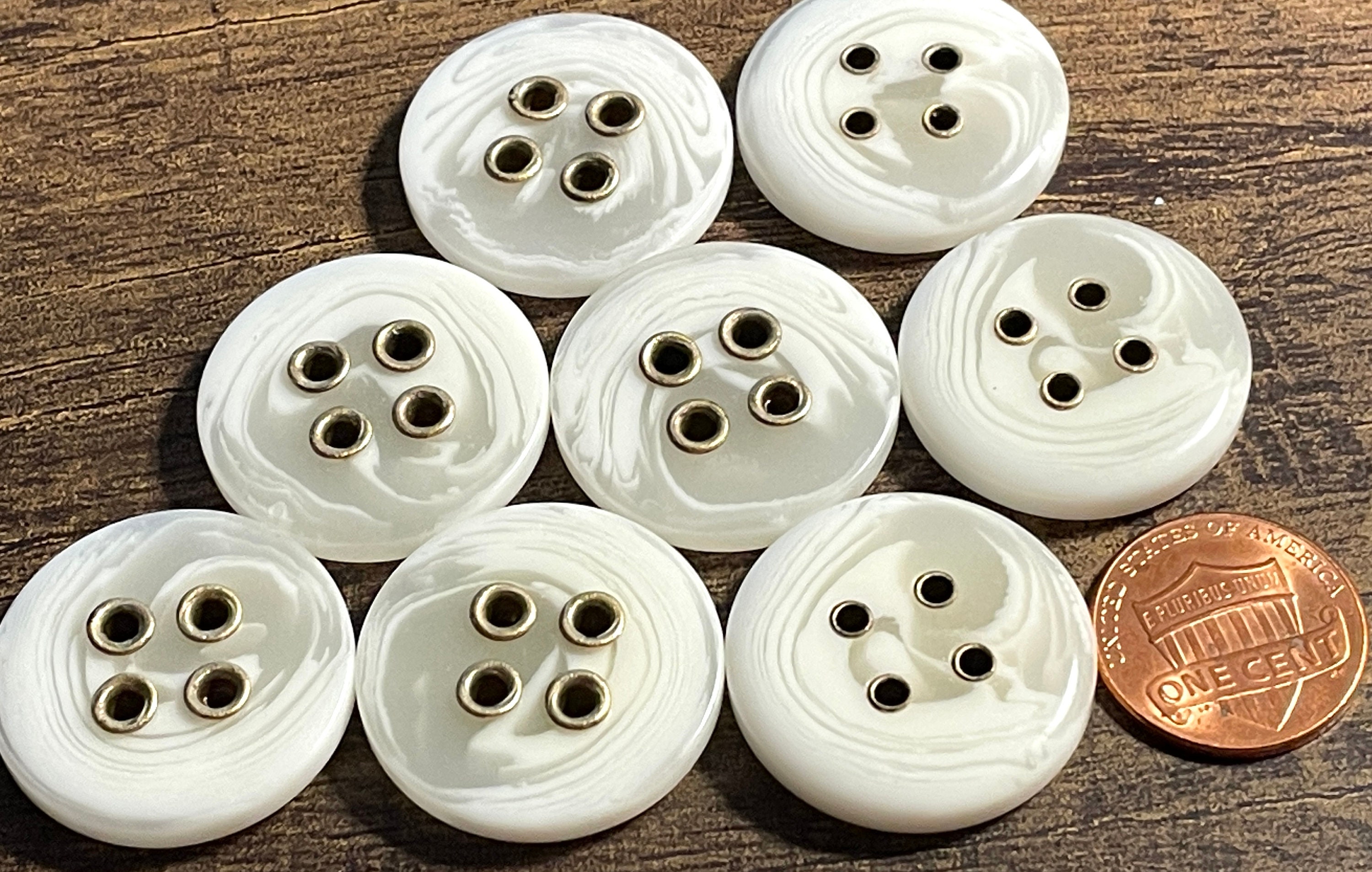 Lot of 8 Vintage Large Glossy Off-white Swirl Plastic & Brass Tone ...