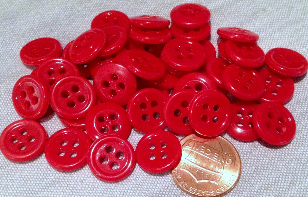 Lot of 24 Red Shiny Plastic Sew-through Buttons 1/2" 12.7mm # 7531 - Etsy