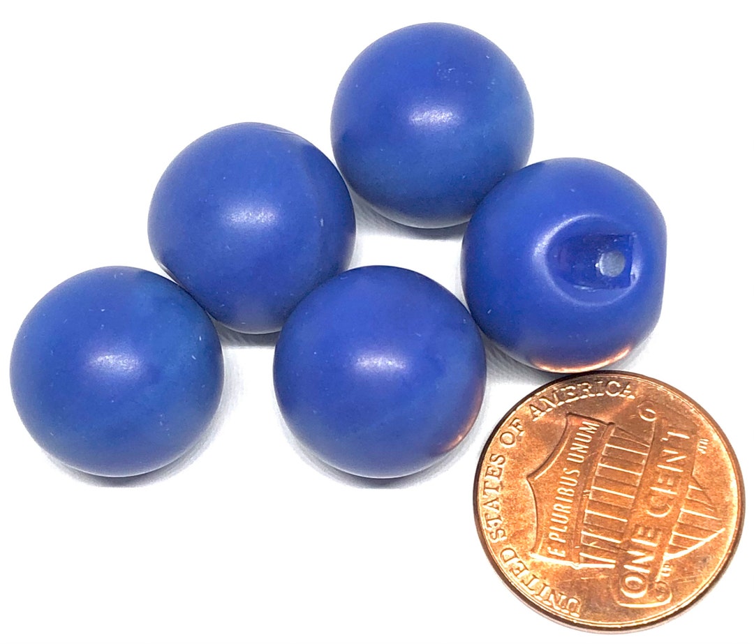 5 Vintage Retro Deep Blue Plastic Ball Buttons 15mm Just Over 9/16 ...
