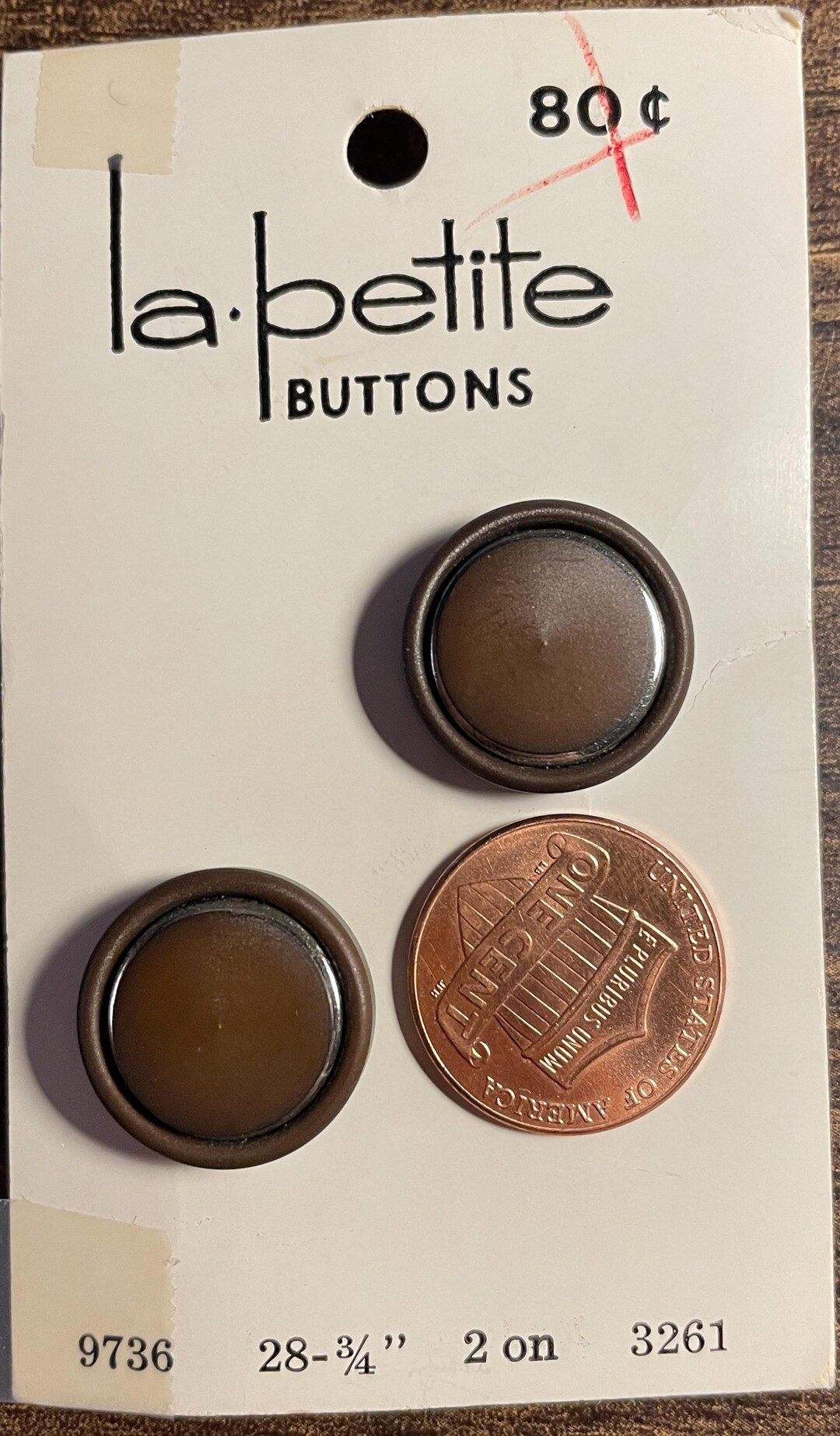Set of 2 Vintage NOS on Card Brown and Silver Tone Accent Plastic ...