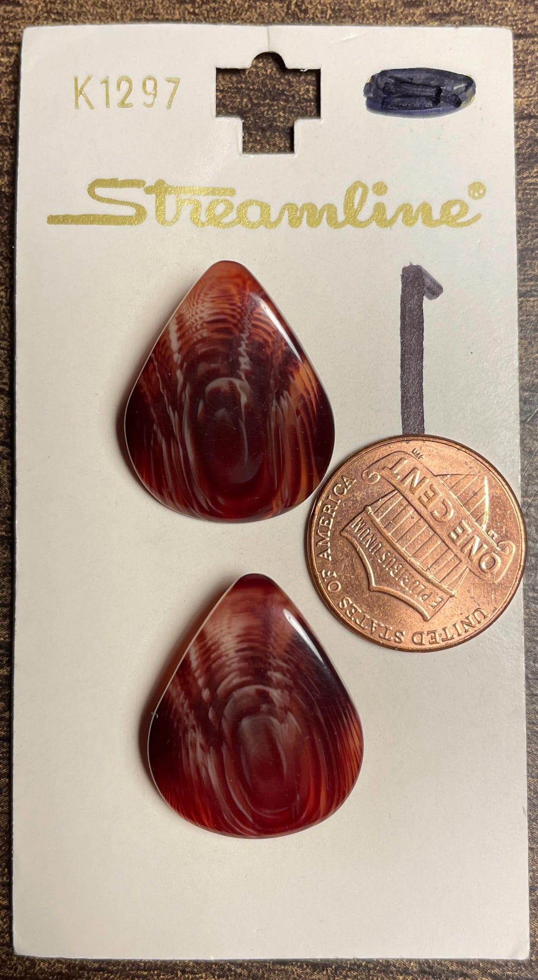 Set of 2 Vintage NOS on Card Streamline Unusual Teardrop Shaped Glossy ...
