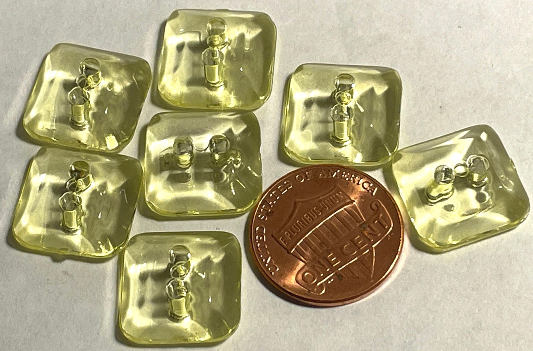 Set of 7 Square Beveled Translucent Pale Canary Yellow Plastic 2-hole ...