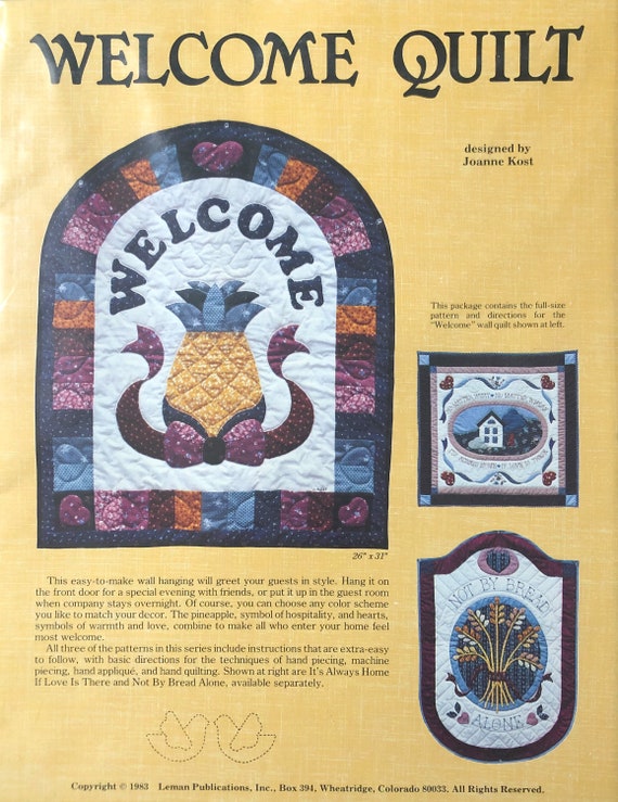 Welcome Quilt Applique Quilt PATTERN ONLY 26 x 31 | Etsy