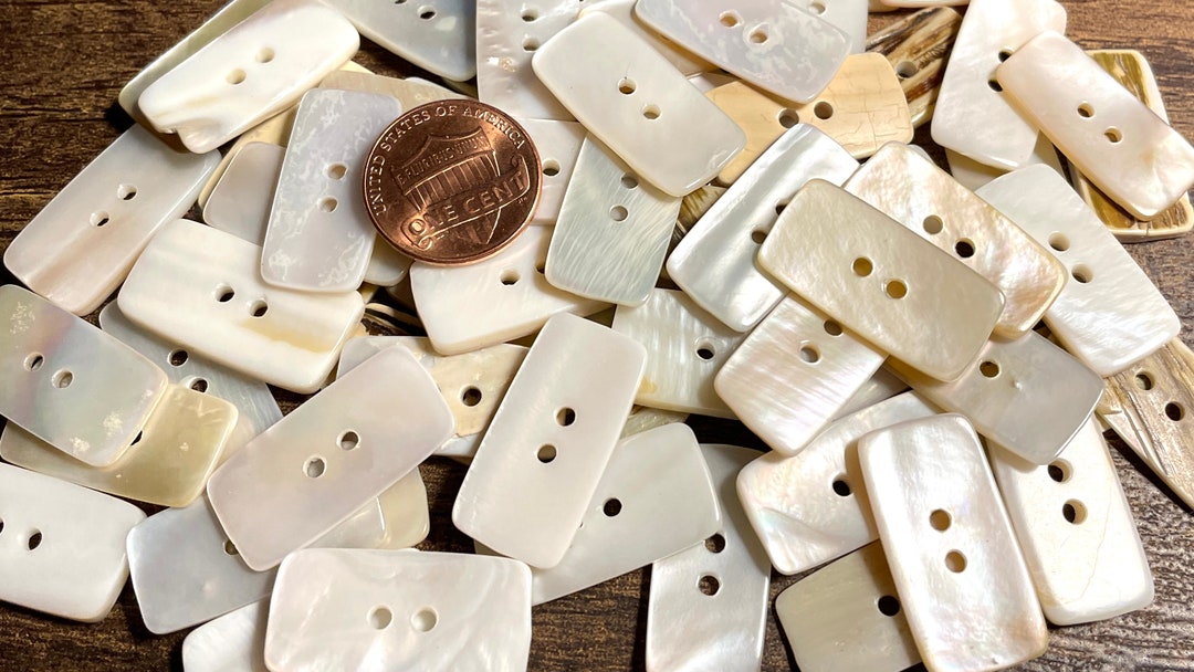 6 Pc Only Vintage Gorgeous Iridescent Rectangular River Pearl Cream MOP ...