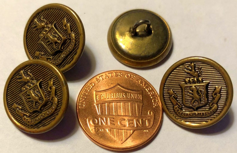 4 Vintage Antiqued Brass Tone Metal Shank Buttons Griffin - Etsy