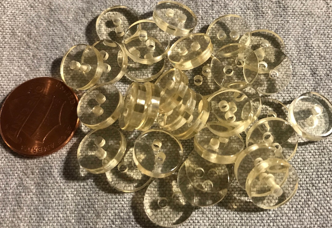 24 Small Clear Translucent Plastic See-through Buttons 11mm 7/16 ...