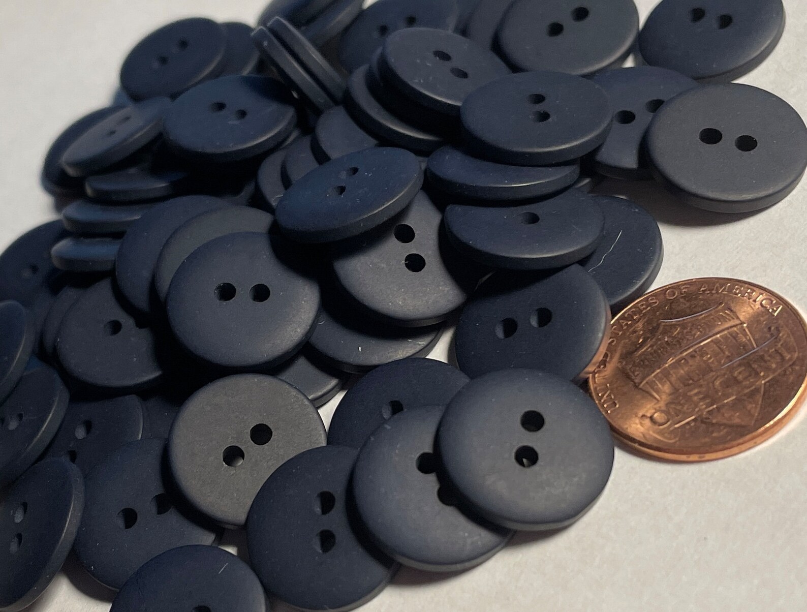 Lot of 24 Matte Dull Navy Blue Plastic 2-hole Sew-through Buttons 9/16 ...