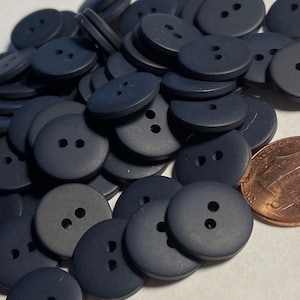 Lot of 24 Matte Dull Navy Blue Plastic 2-hole Sew-through Buttons 9/16 ...