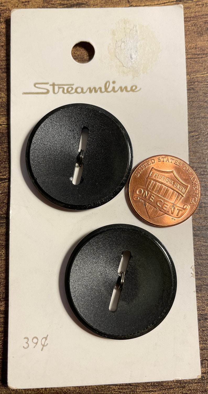 Set of TWO Vintage Streamline Large Slightly Concave Black Plastic 2 ...