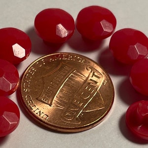 Set of 8 Vintage Small Tiny Domed Faceted Glossy Bright Red Plastic ...