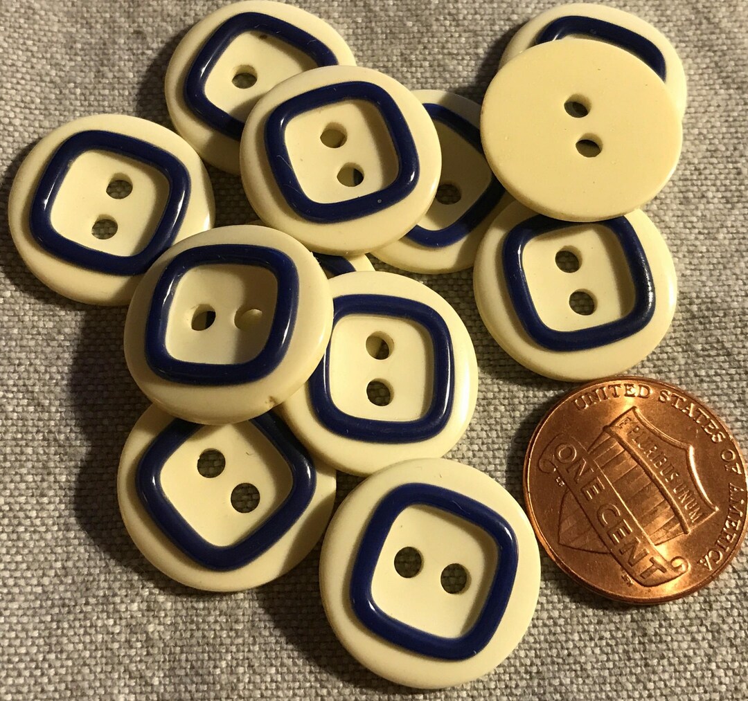 12 Cream & Navy Blue Plastic See-through Buttons 18mm 11/16" # 8294 - Etsy