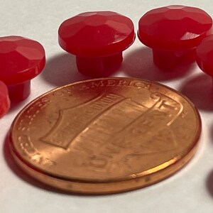 Set of 8 Vintage Small Tiny Domed Faceted Glossy Bright Red Plastic ...