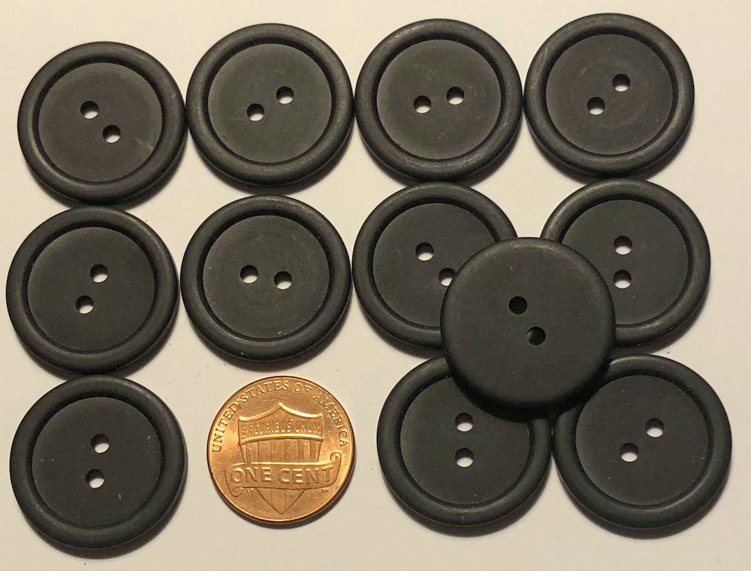 Lot of 12 Matte Black Plastic Sew-through Buttons 7/8" 22mm # 10181 - Etsy
