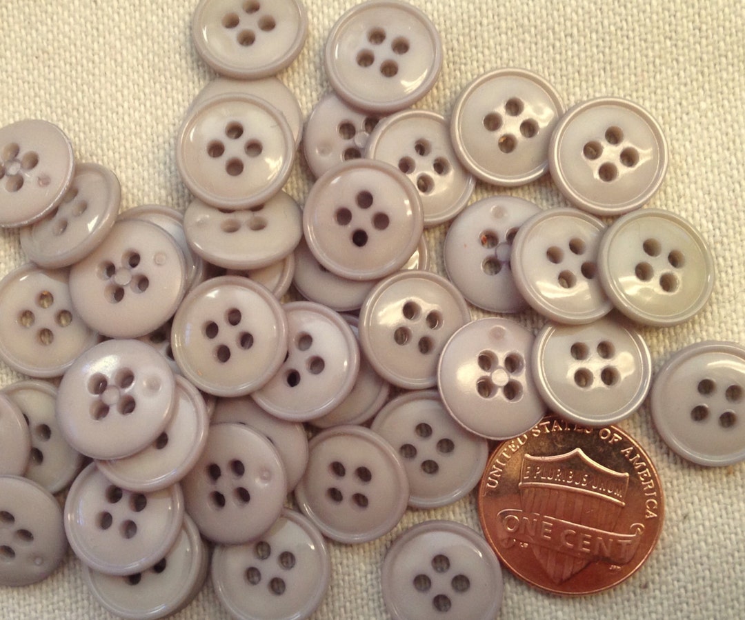 Lot of 24 Small Shiny Grey Plastic Sew-through Buttons 1/2" 13mm # 7142 ...