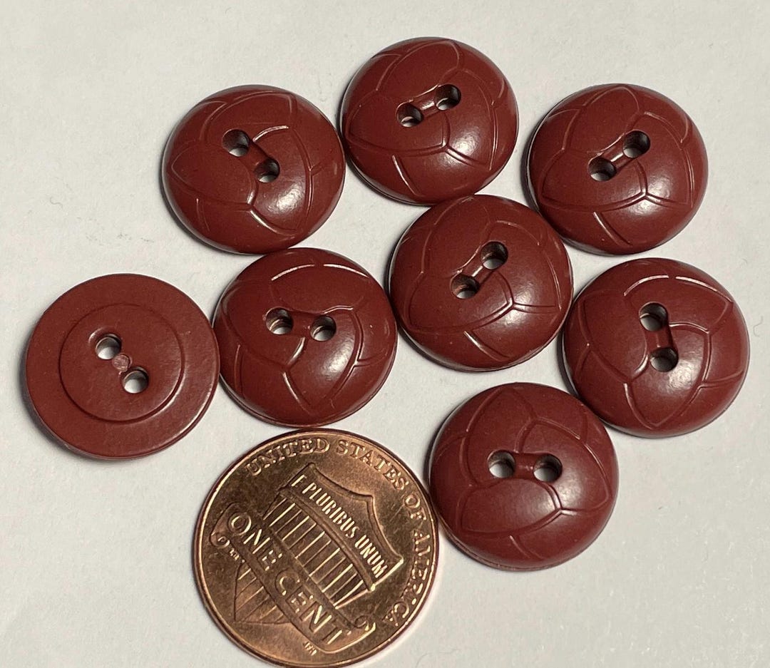 Set of 8 Vintage NOS Domed Glossy Reddish Brown Plastic Buttons 2-hole ...