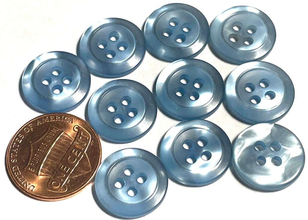 10 Concave Pearlized Blue 4-hole Sew-through Plastic Buttons 14.5mm 9/ ...